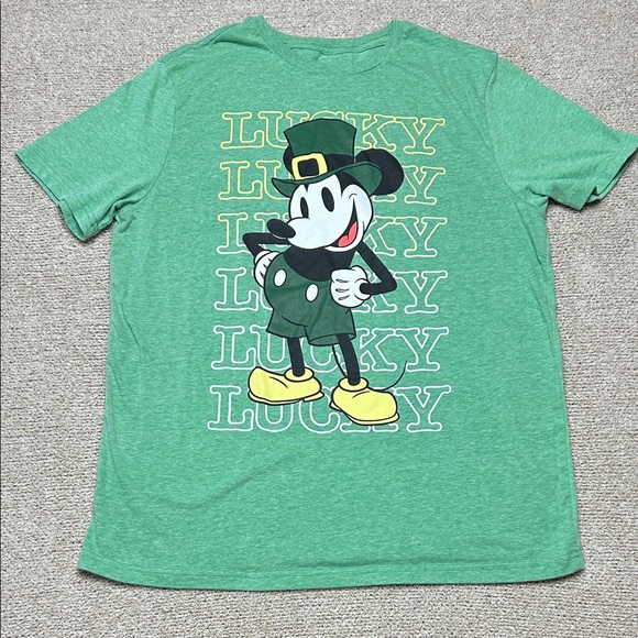 Disney | Shirts | Disney Green Lucky Mickey Mouse Tee | Poshmark